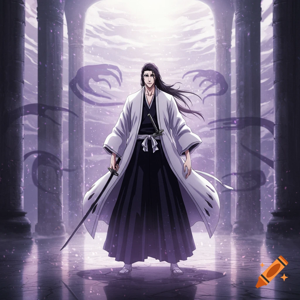 Manhwa character with icy blue eyes and white hair in black armor ...