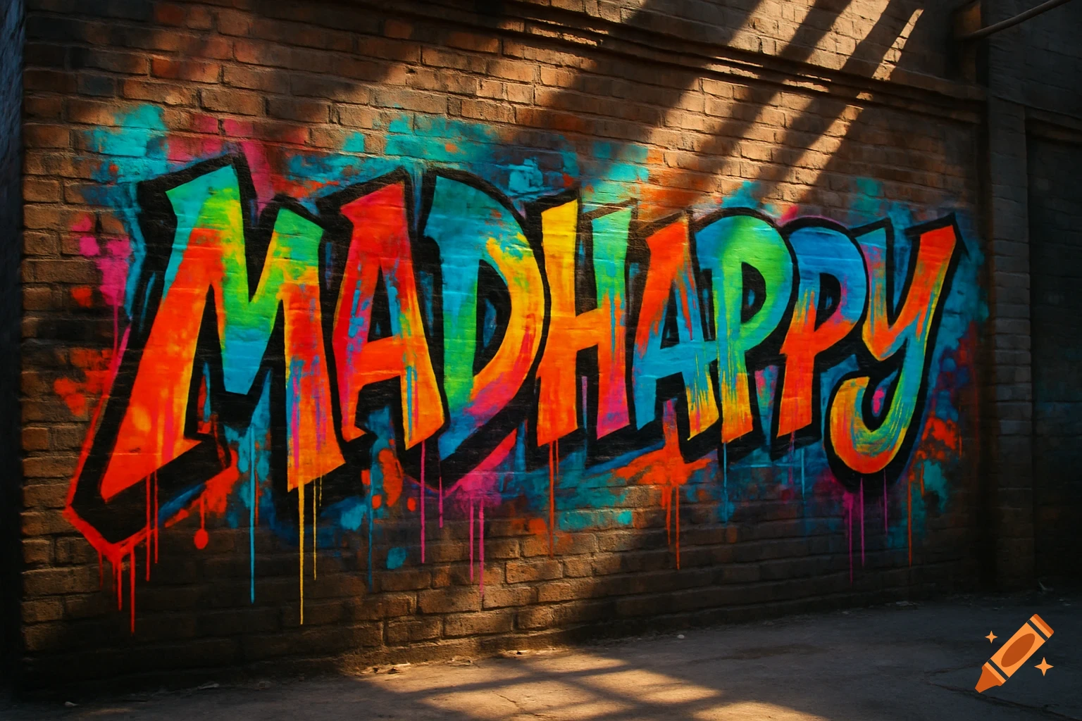 Colorful graffiti art spelling 'ETHAN' in wildstyle on a dark brick ...