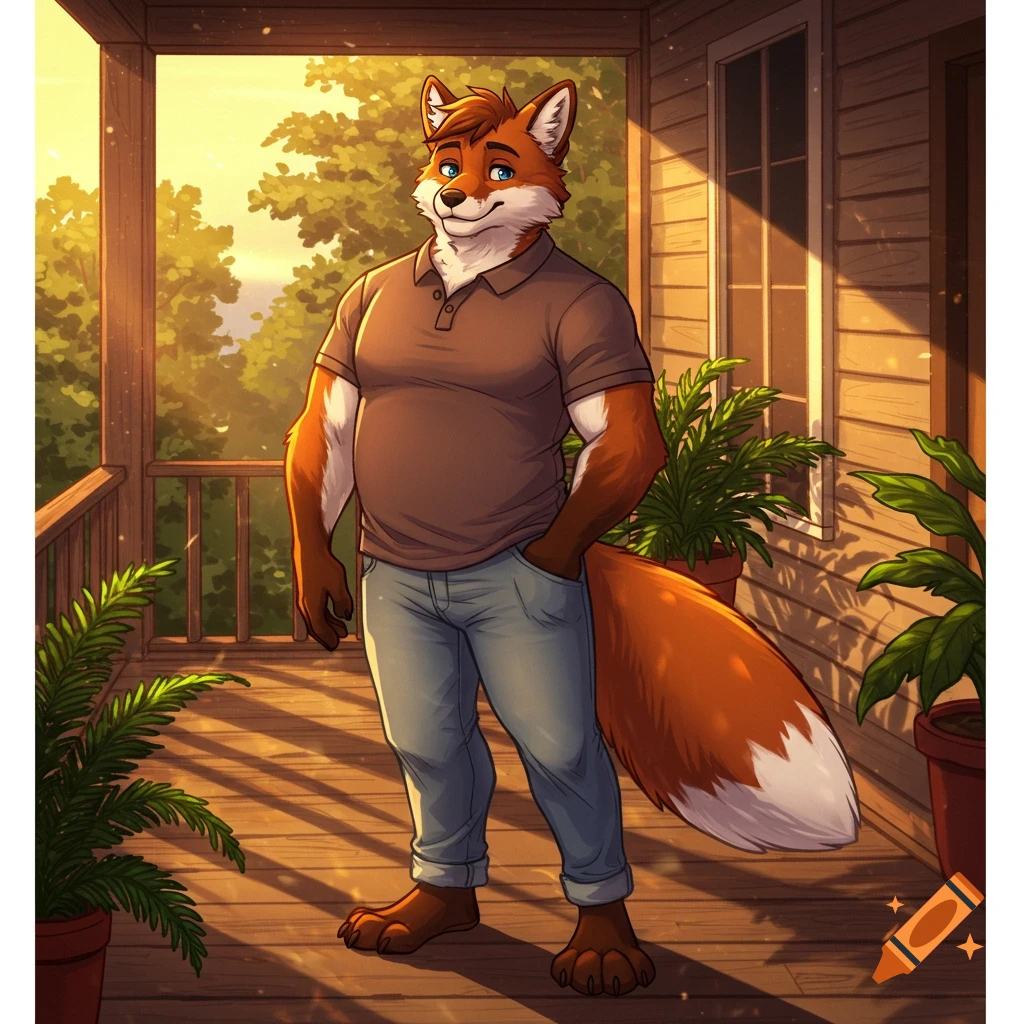 Cartoon style illustration of two anthropomorphic foxes on a bed, with ...