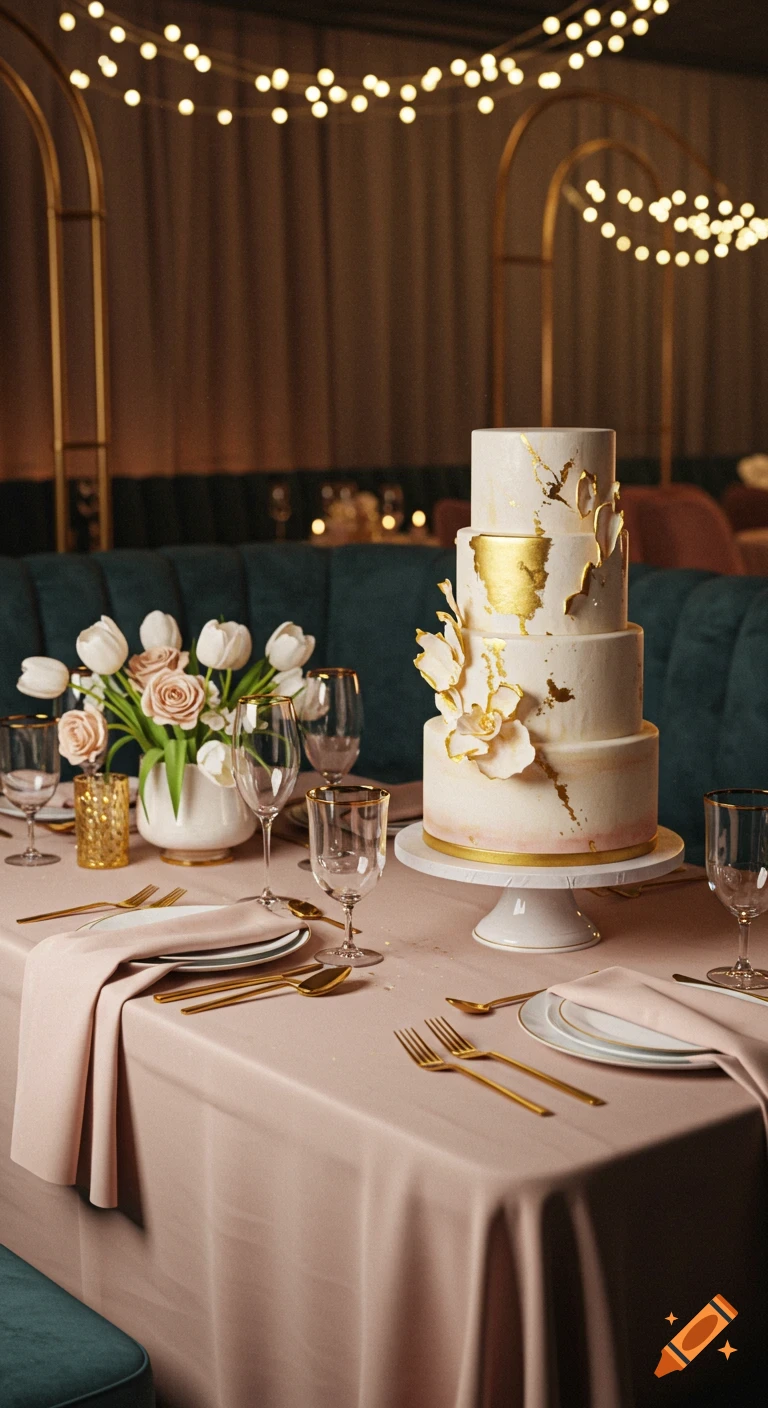 Six diverse, multi-tiered art cakes, including floral, geometric ...