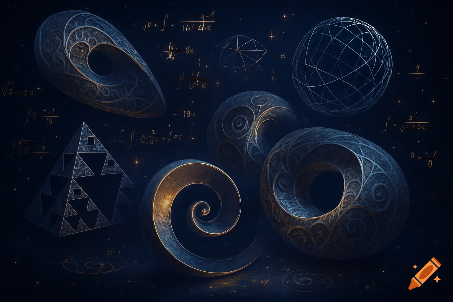 A glowing blue and orange transparent Earth-like sphere surrounded by ...