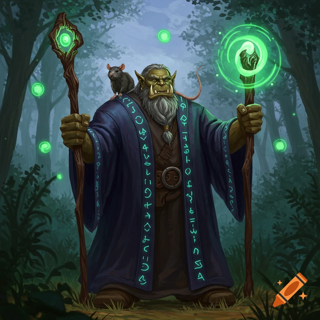 A vibrant blue and orange rune flame glows in a dark fantasy stone ...