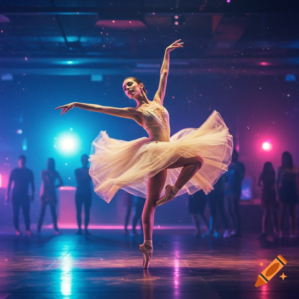 Photorealistic back view of a girl in leotards on Craiyon
