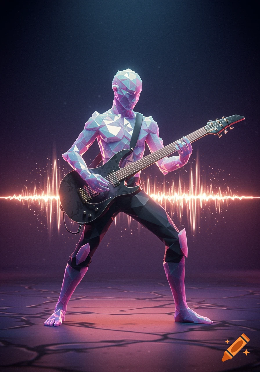 An album cover with glowing pink text "SHATTER.GLOW" above a shimmering ...