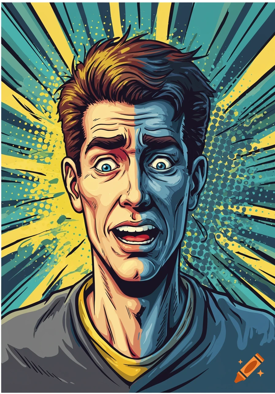 Man with a shocked expression in nature on Craiyon