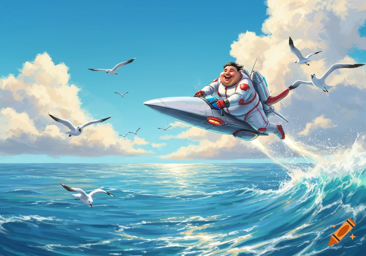 A blue surfboard with a gold panther paw design stands upright on a ...