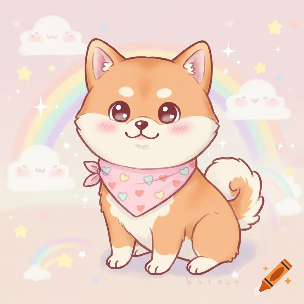 A cute cartoon Shiba Inu dog wearing sunglasses, playing video games ...