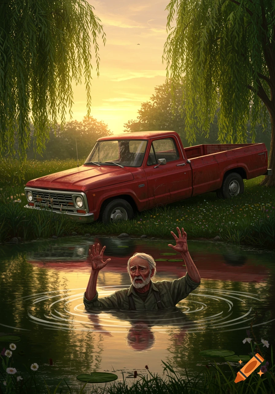 A man on a ladder and a woman in a window of a tall white truck ...