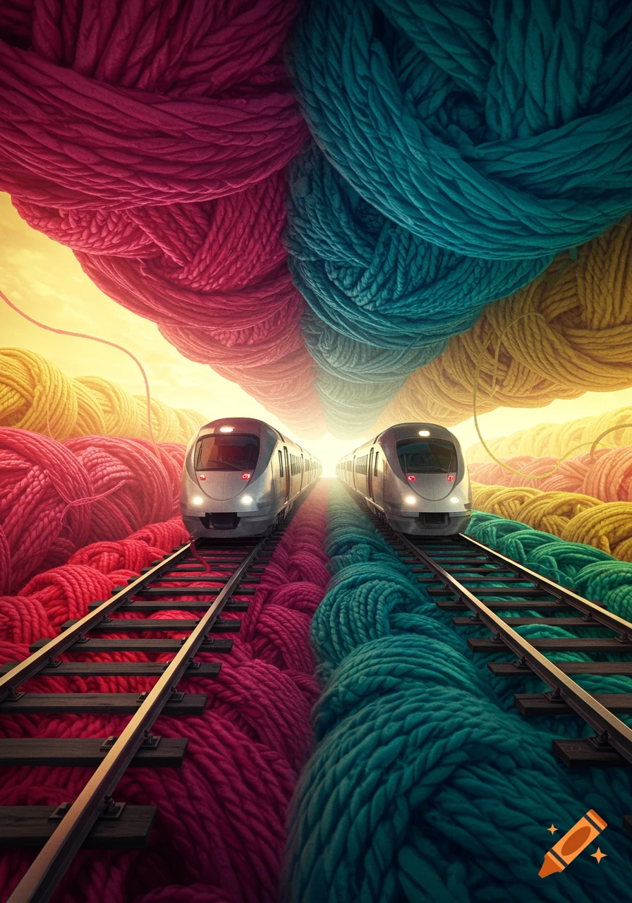 A sky blue high-speed train, with white accents and dark windows, moves ...