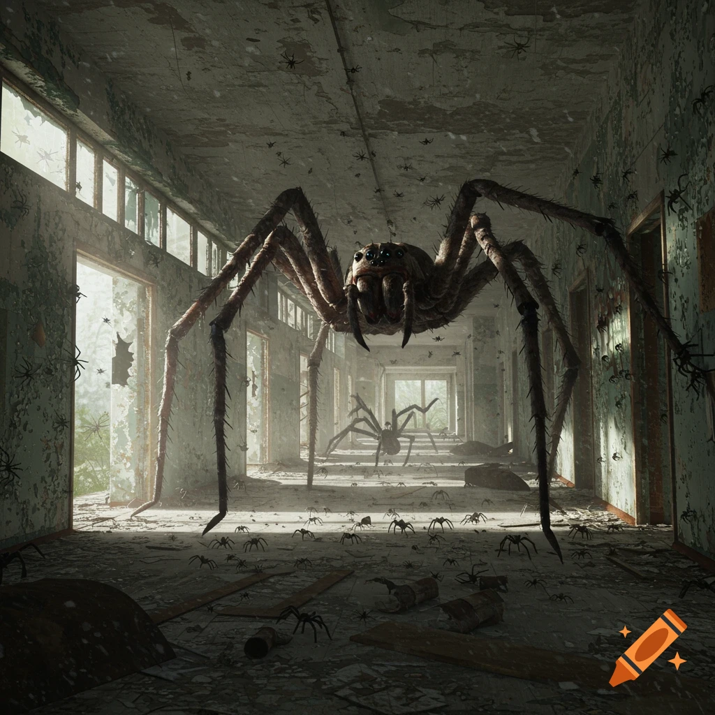 A photorealistic image of a large hairy tarantula-like spider holding ...