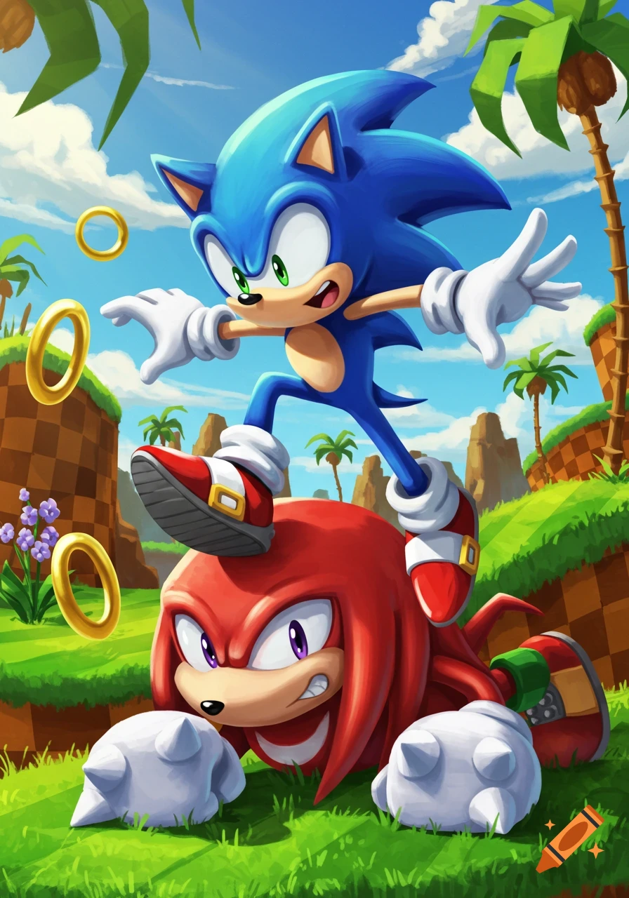 Two identical Knuckles characters laugh while holding mugs of beer at a ...