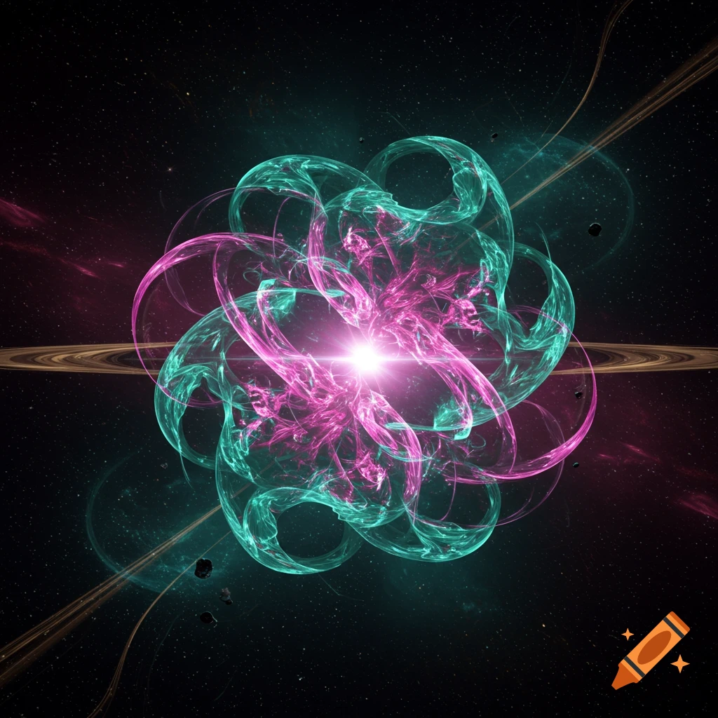 Bright blue energy beam strikes a grid of dark teal, spiky spiral ...