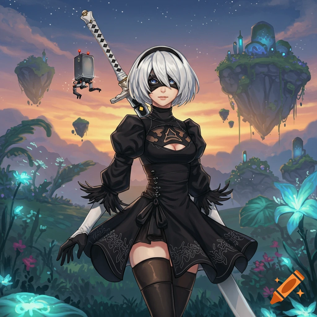 Anime man with white hair, blue eyes, fox tail, blue glowing goggles ...