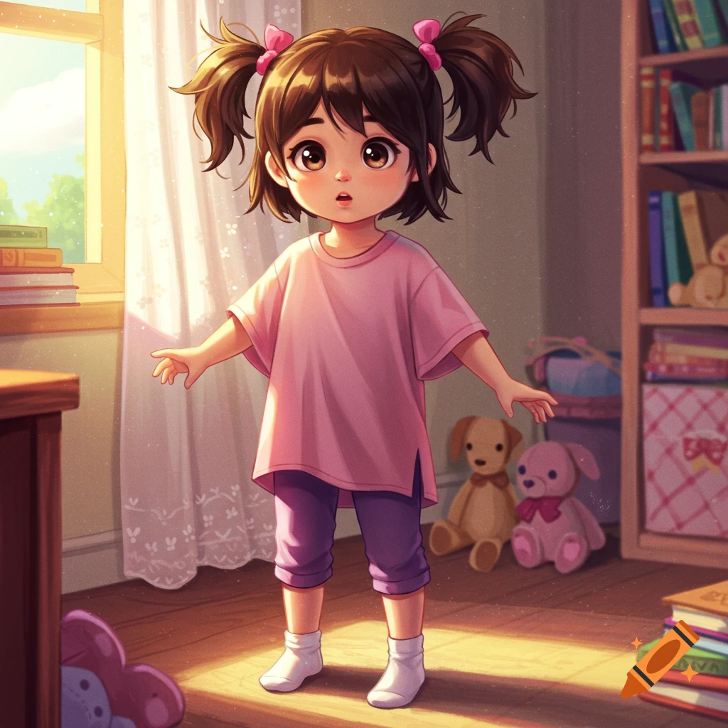 Cartoon girl with cat ears and tail looks embarrassed holding pink ...