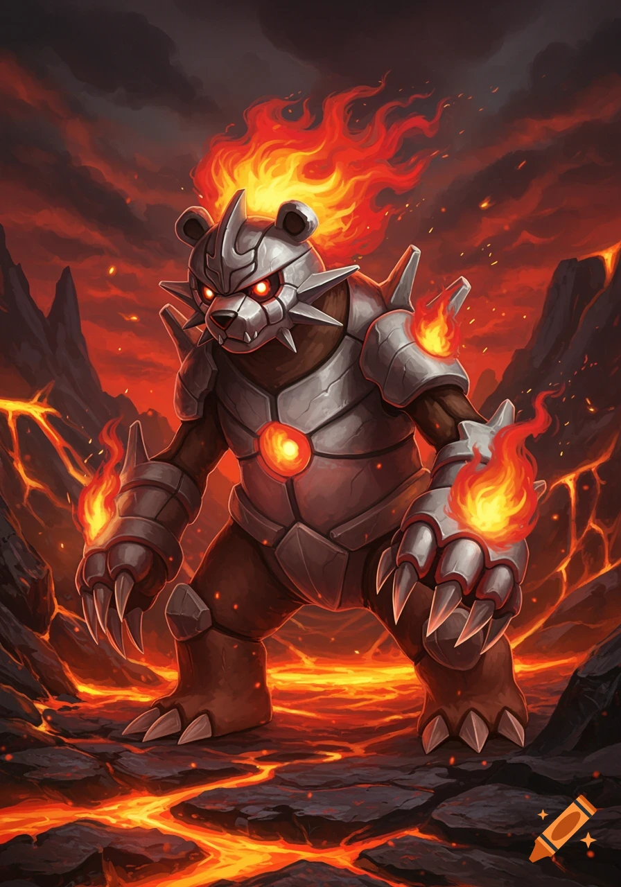 Groudon from Pokemon wearing a red polo shirt and dark grey trousers in ...