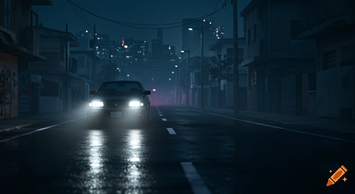 A white cel-shaded flying van with C-shaped jet wings navigates over a ...