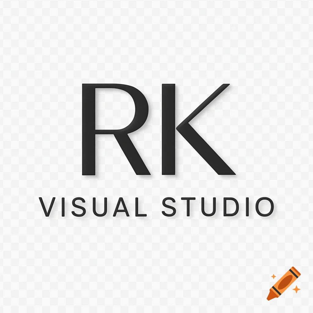 A modern black logo with the letters RK above the words VISUAL STUDIO ...