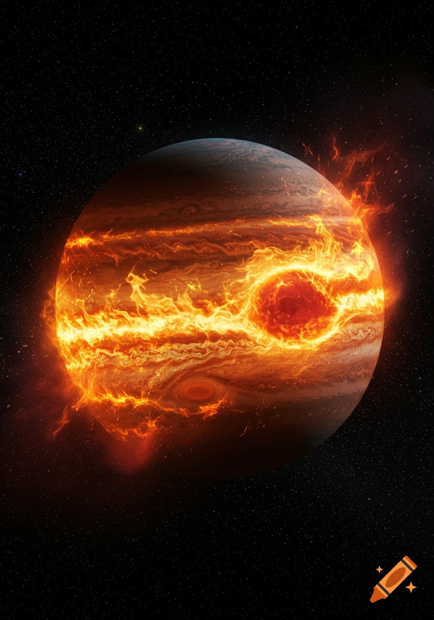 The gas giant planet Jupiter, with swirling orange, white, and blue ...