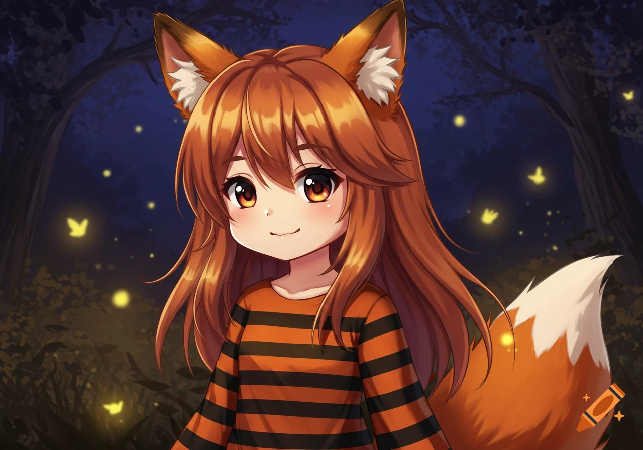 Anime fox girl with head in bubble on Craiyon