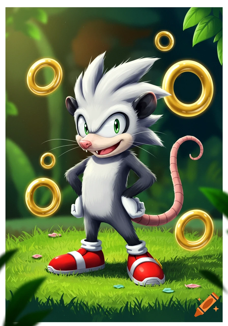 Anthropomorphic opossum character in Sonic the Hedgehog style standing ...