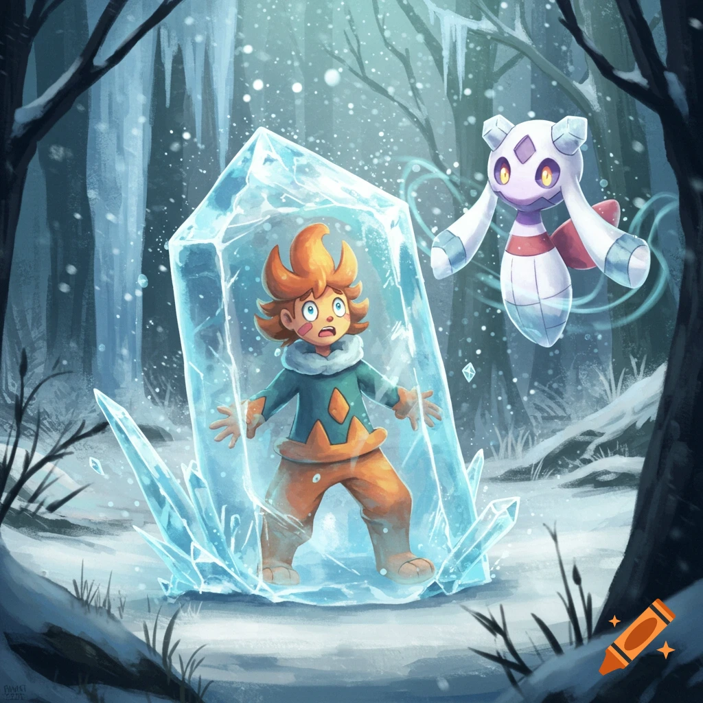 Liko from Pokémon, a young person with orange hair, is trapped inside a ...