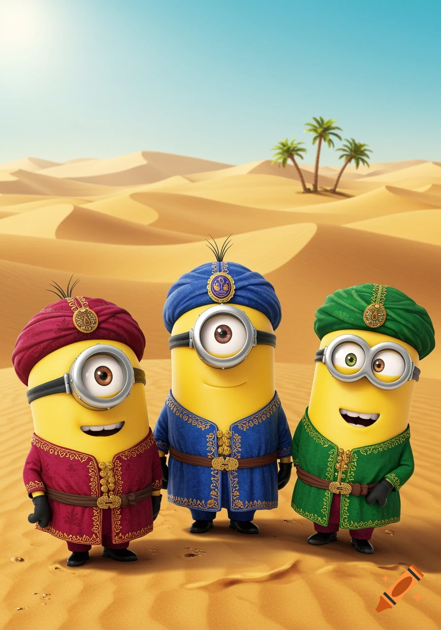 A Minion in a yellow dress rides a glowing hoverboard down a neon-lit ...