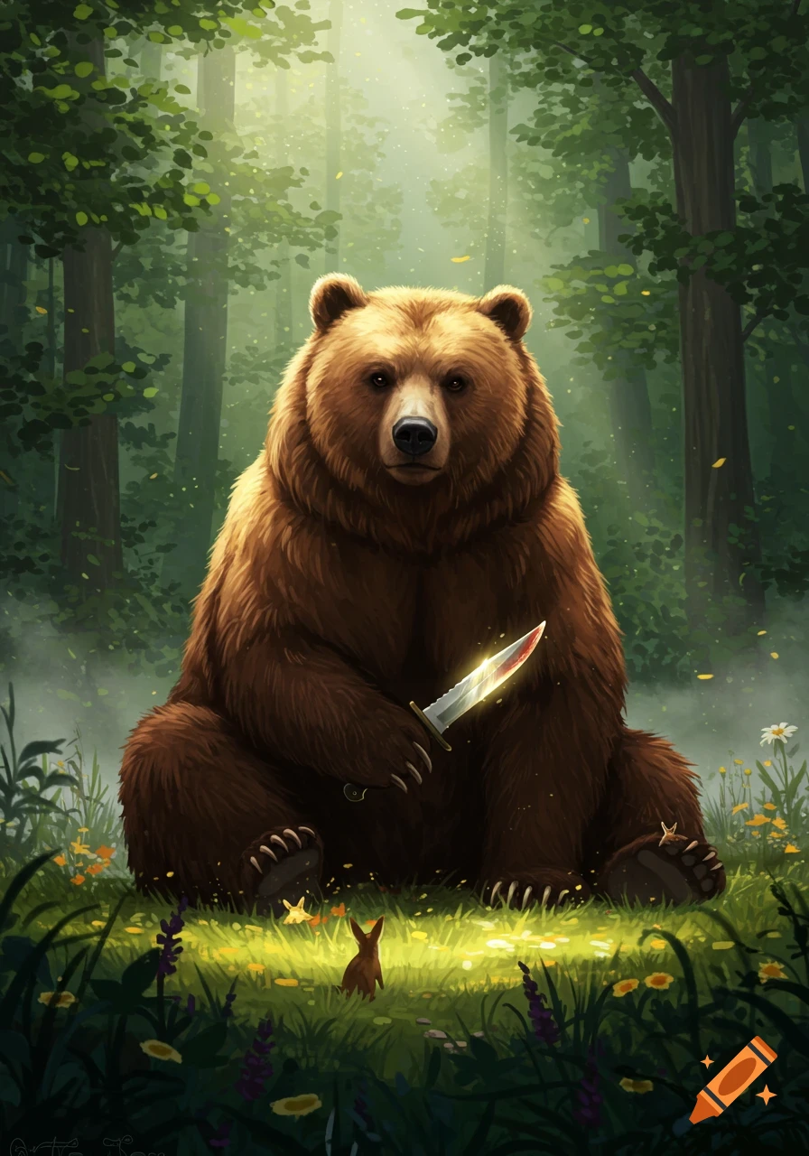 A large brown bear stands amidst purple heather on a hillside, with ...