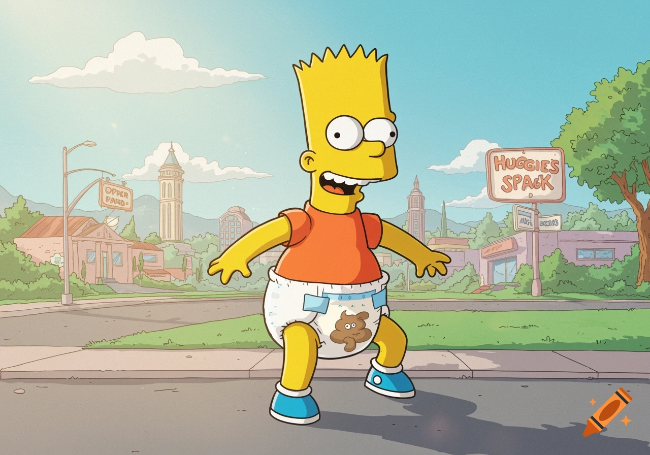 Cartoon Homer Simpson devouring a burger at a Burger King, with fries ...