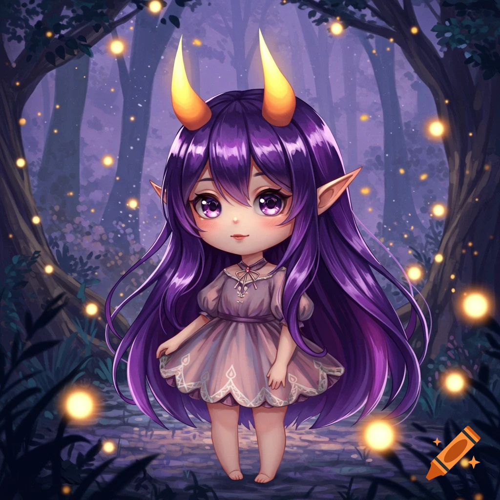 Cute and beautiful chibi anime girl in enemy monster role on Craiyon