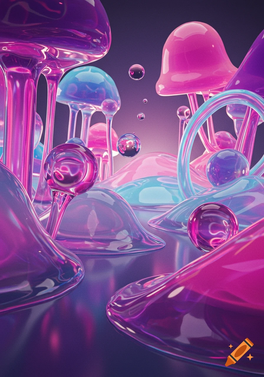 Colorful patterned cans and jelly beans fall and float against a ...