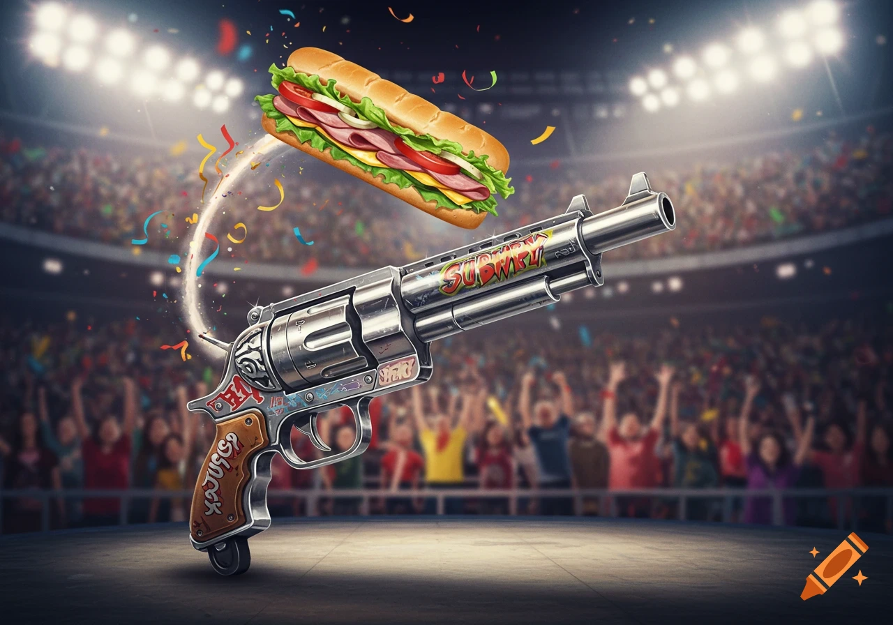 Ronald+mcdonald+gun created on Craiyon