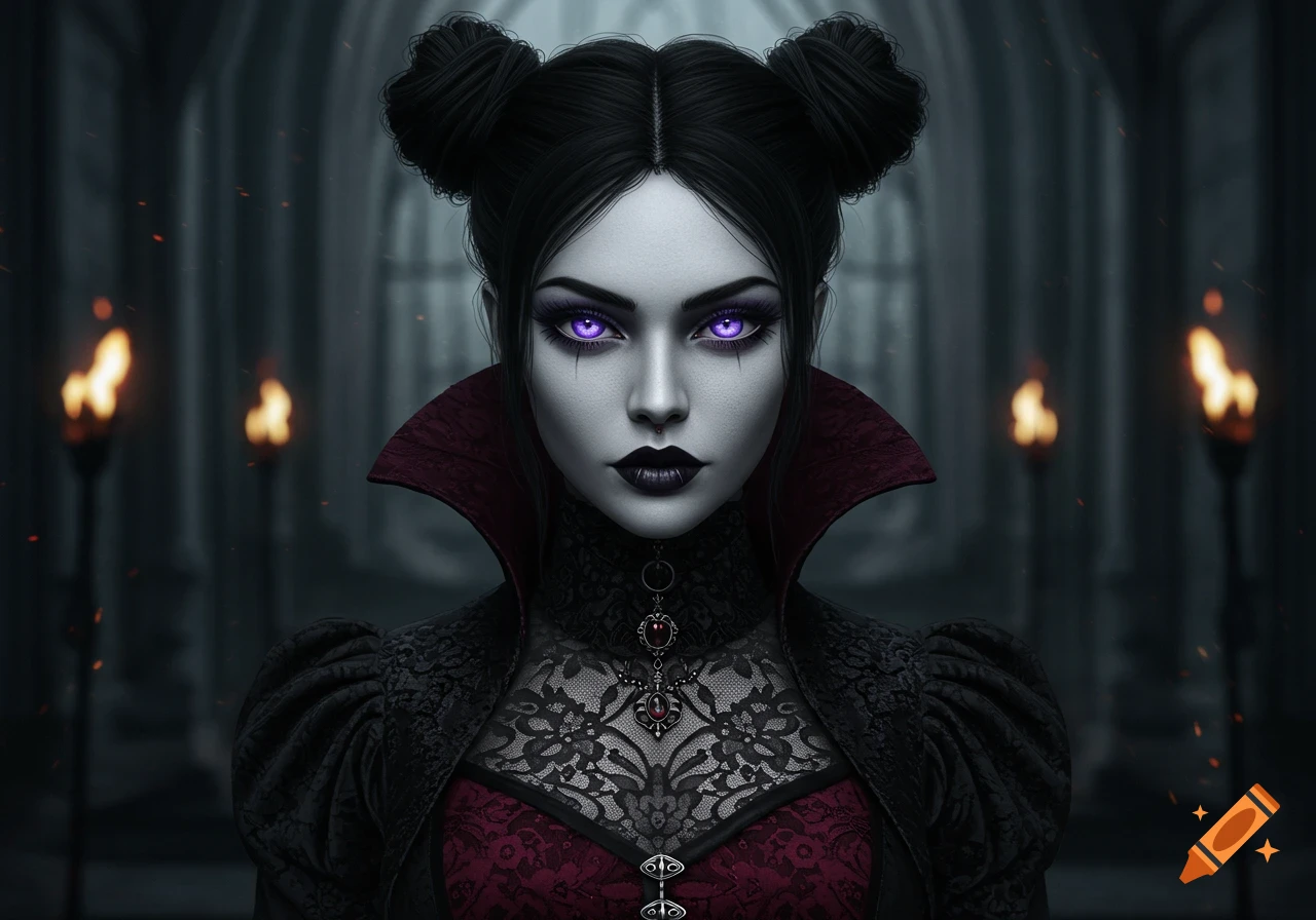 A regal Medusa-like woman with green skin and snake hair sits on an ...