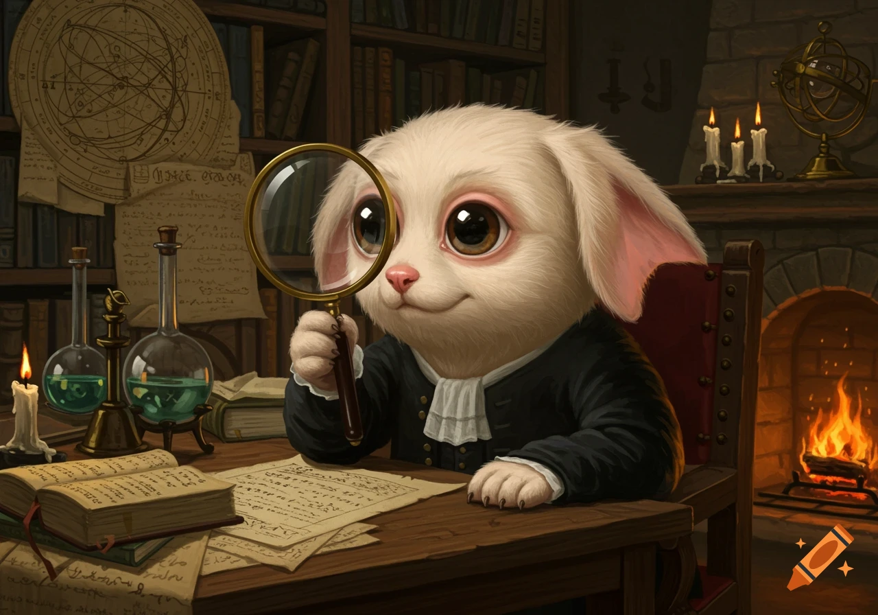 A cheerful cartoon yellow fox with goggles building robots in a ...