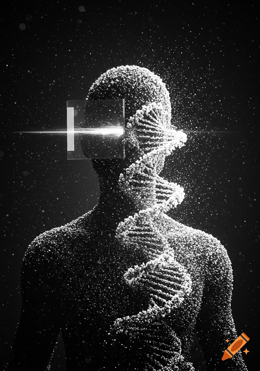 Surreal black and white image of a humanoid figure made of white ...