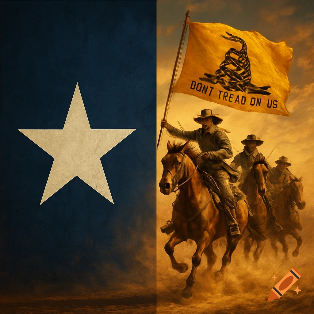 Silhouette of a cowboy on horseback with an American flag against a ...