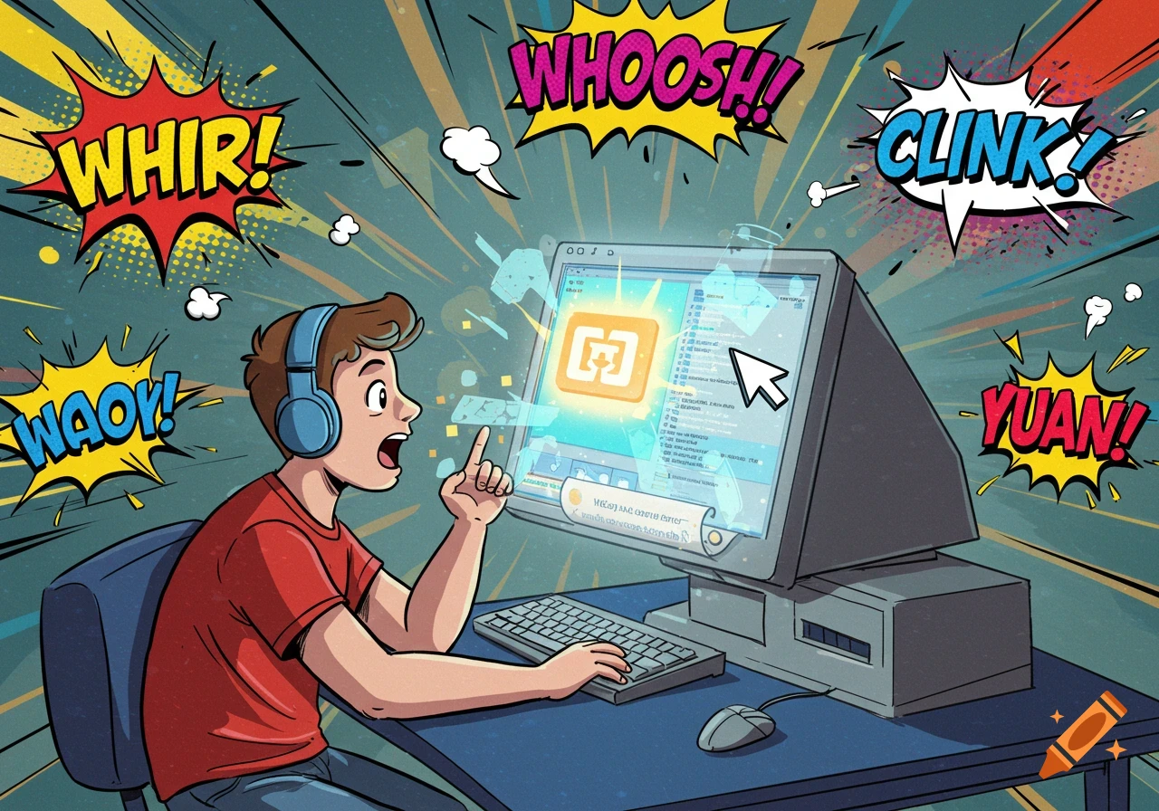 A cartoon of a grey laptop with a light blue screen showing a frowning ...