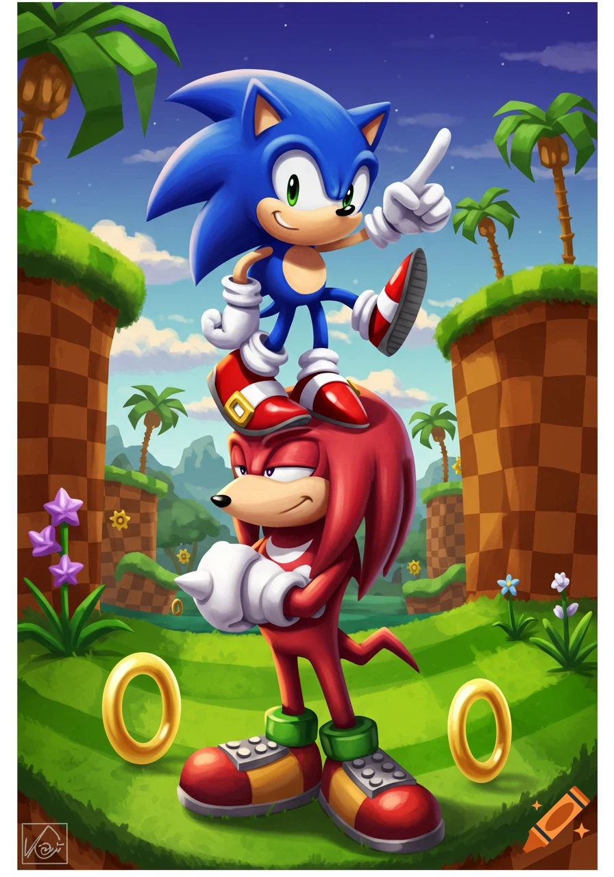 A red humanoid rabbit in Sonic the Hedgehog cartoon style stands on a ...