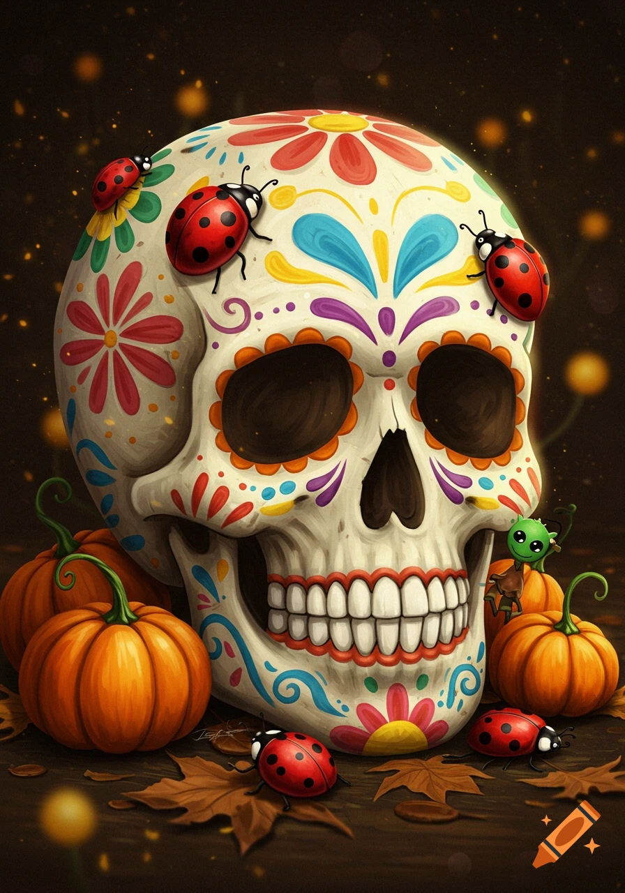 Stylized illustration of a cracked skull chewing a red chili pepper ...