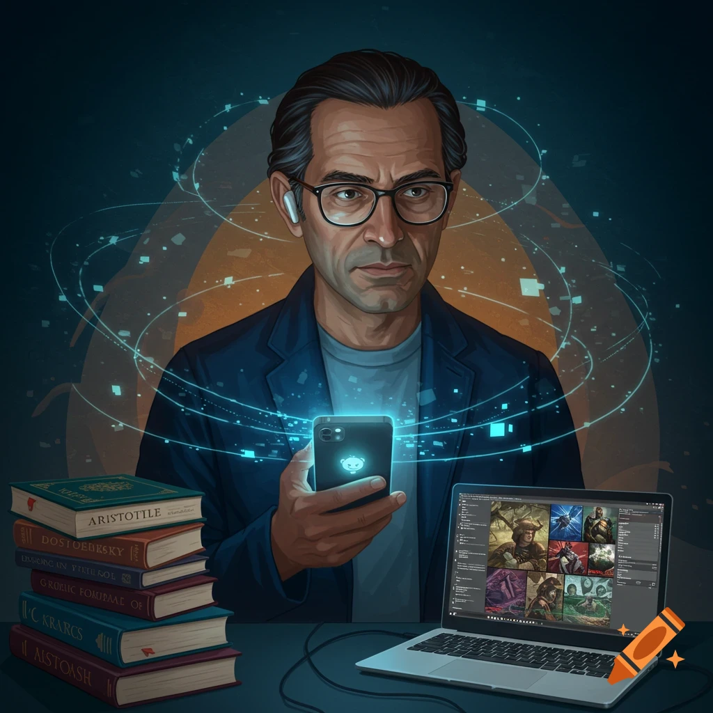 A stylized blue image of a glowing man (Tim Berners-Lee) with "WORLD ...