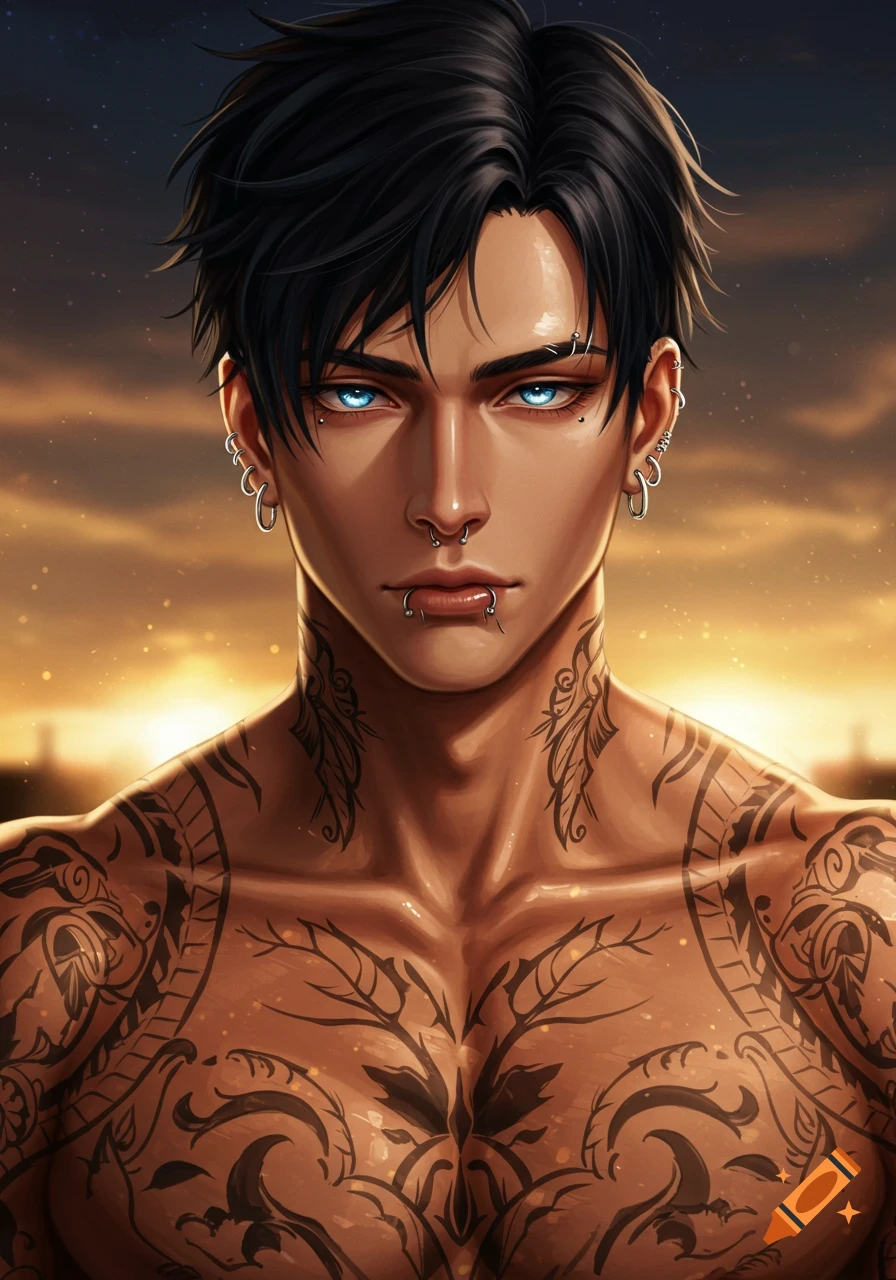 A male character with blonde hair, blue eyes, and a detailed organic ...