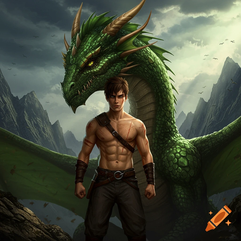 Cinematic still of centaurs interacting with a human farrier on Craiyon