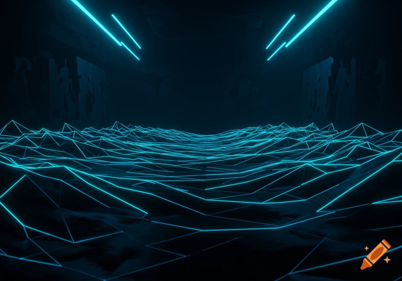 A glowing golden triangle at the bottom of a dark, textured background ...