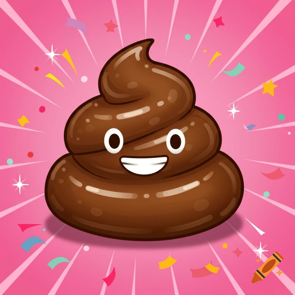Cute cartoon poop emoji with wings flying around Earth in space with a ...