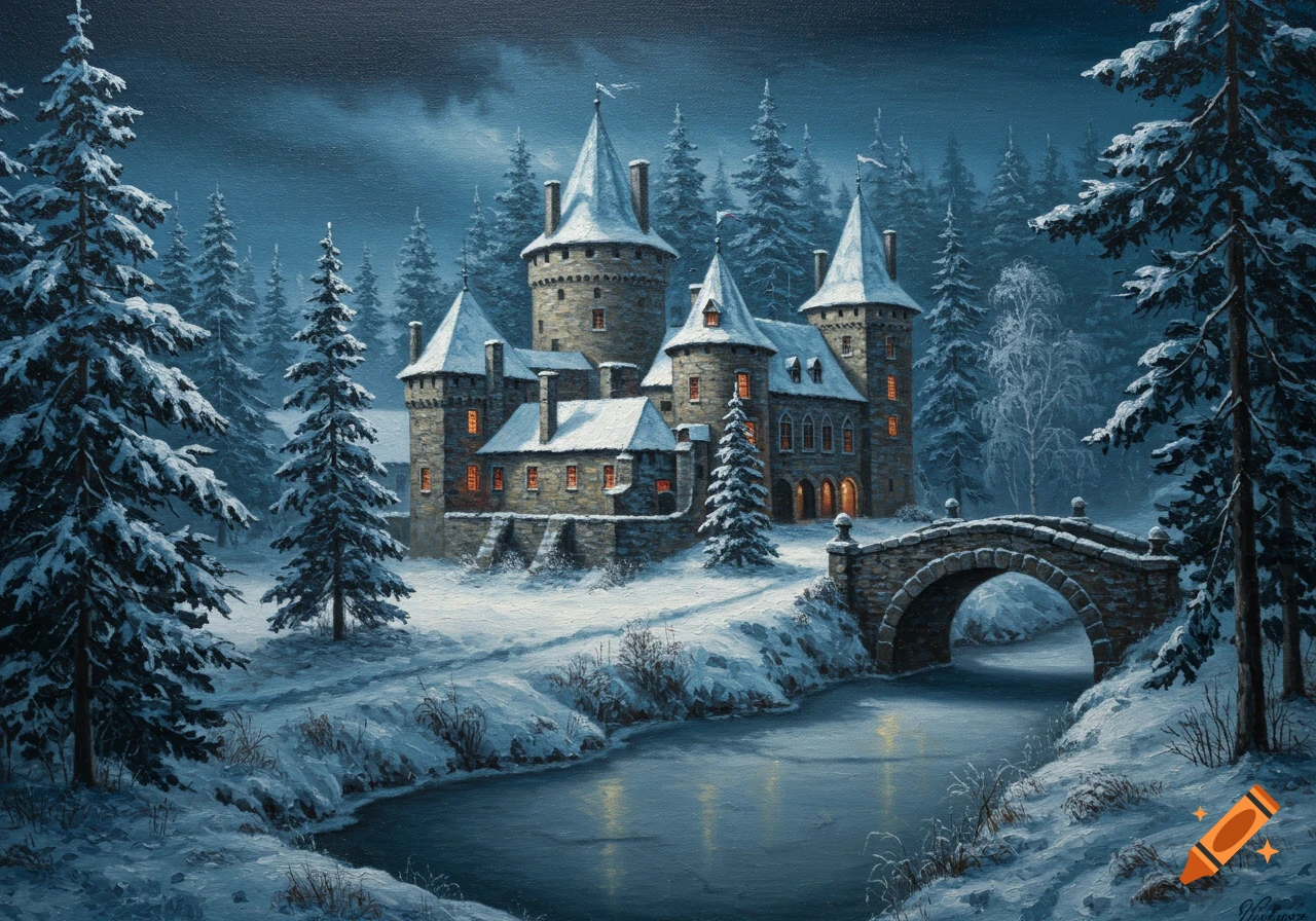 A majestic castle sits atop a tree-covered hill, overlooking rolling ...