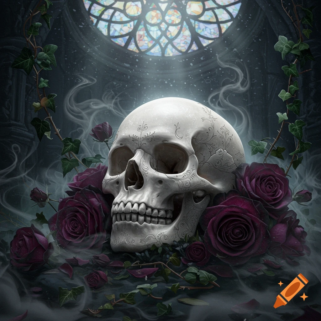 A detailed grayscale illustration of a human skull with its mouth open ...