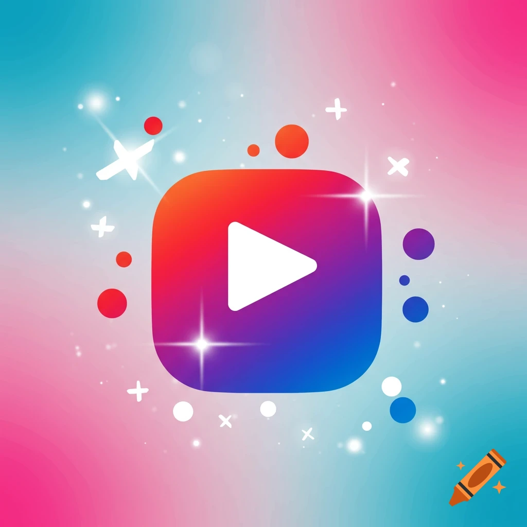 A vibrant red YouTube play button logo floats in a cosmic background ...