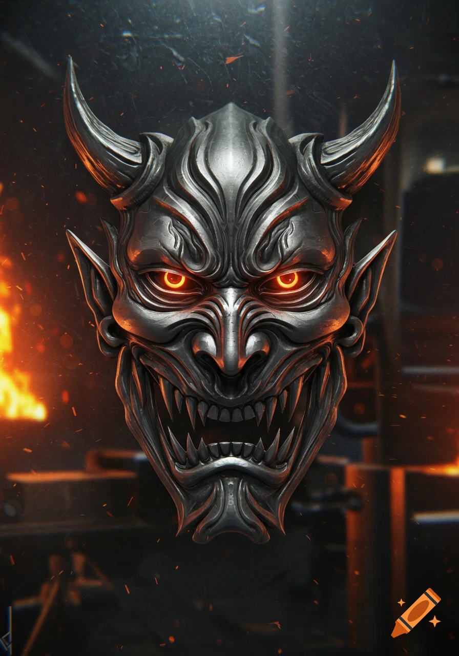 A fearsome, anime-realistic boar-style battle mask in pearl white and ...