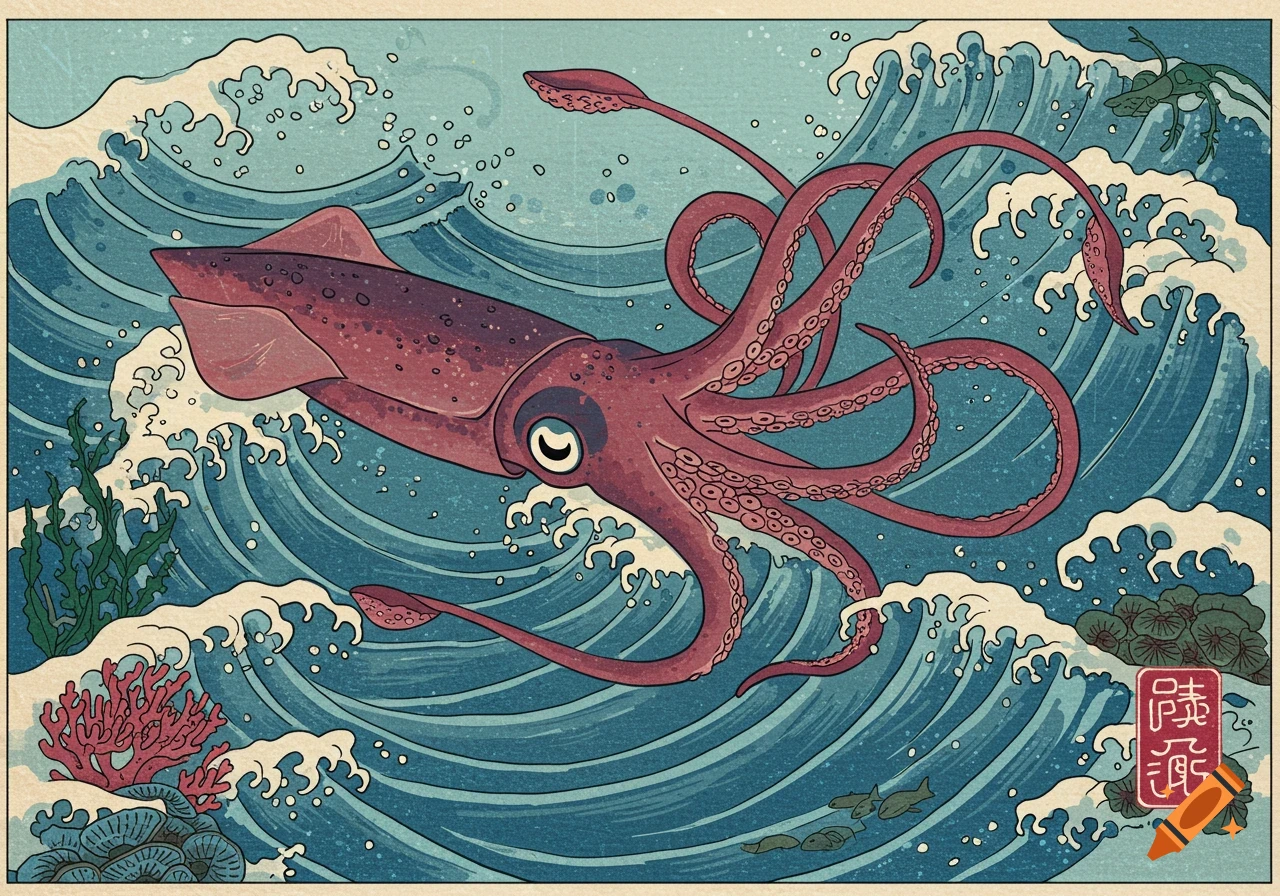 Japanese+waves+background created on Craiyon