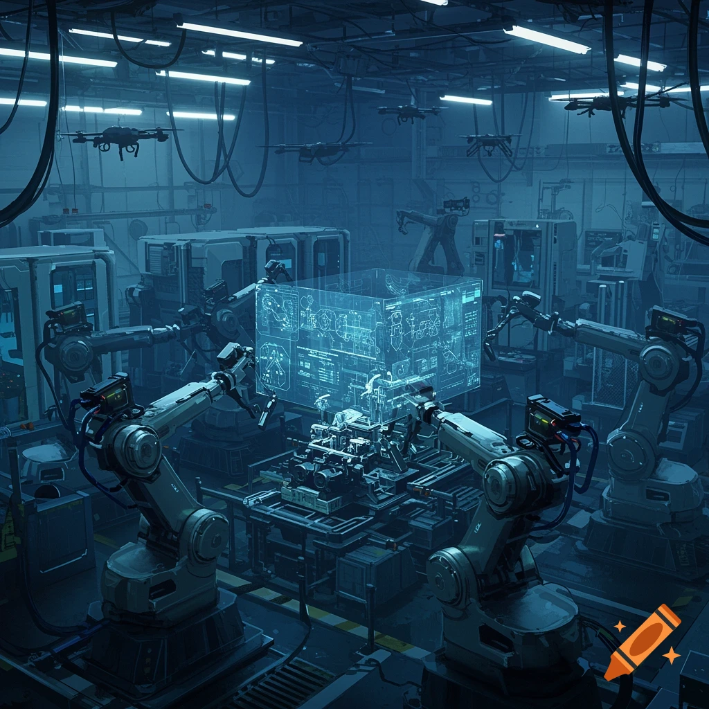 A white humanoid robot holds a glowing green recycling symbol on a ...