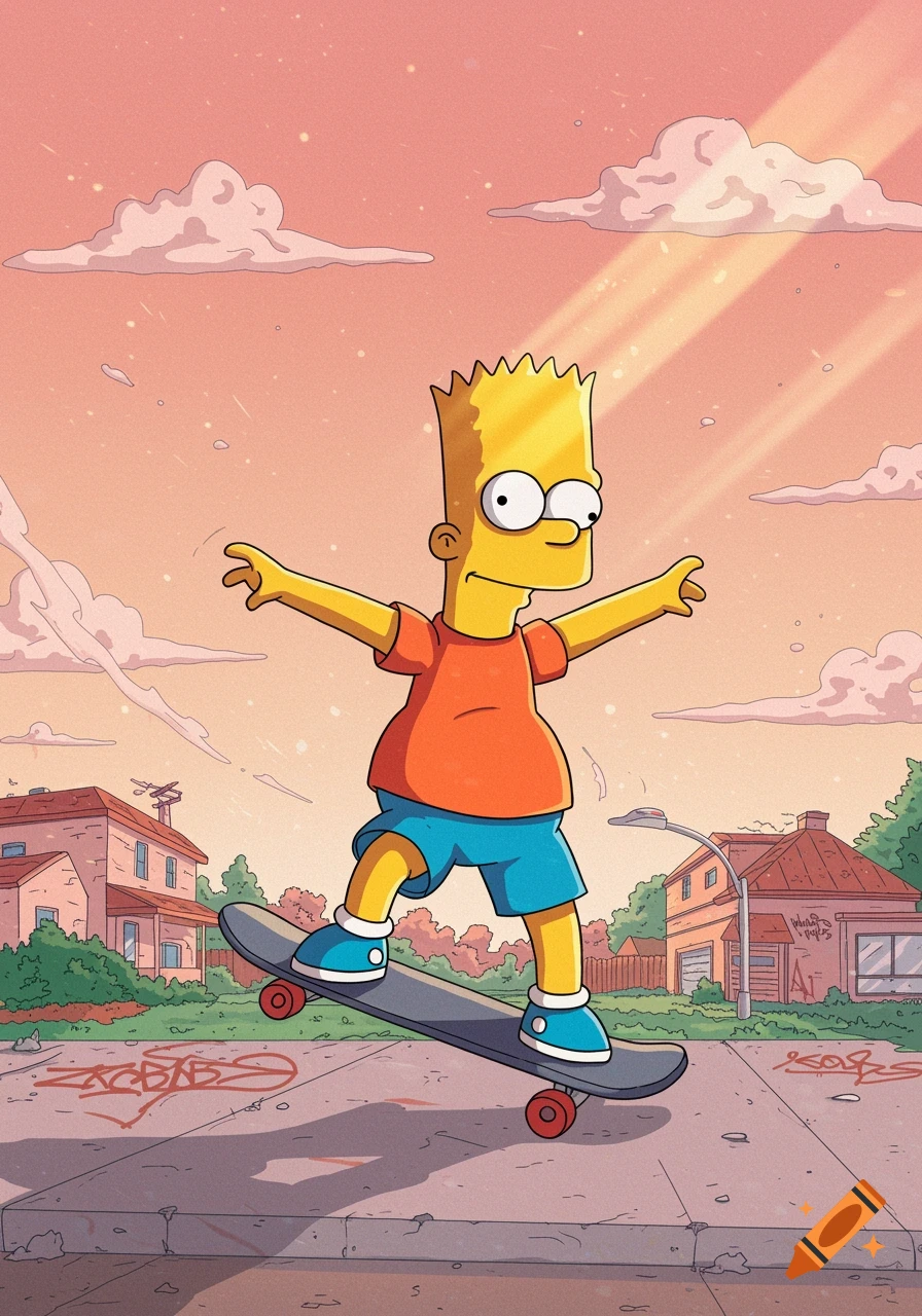 Homer Simpson smiling against a pink sunset, with floating Duff Beer ...